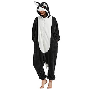 HOMWERRONT Adult Onesie Werewolf Costume Pajamas,animal Onesie Pajamas,Halloween Christmas Werewolf Onesie Pajamas for Women men