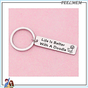 FEELMEM Dog Lover Gifts Life Is Better with A DoodleKeychain Gift for Dog Mom Doodle Mama Jewelry Doodle Owner Gifts (Doodle)