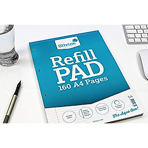Silvine 160 Page A4 Refill Pad, Head Bound and Punched 4 Holes. Ruled Narrow Feint with Margin. Ref A4RPNM [Pack of 6]