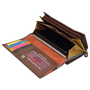 Swiss Marshall Womens Wallet RFID Blocking Genuine Leather Large Capacity Clutch Purse Smartphone Wallet Credit Card Holder (Multicolor)