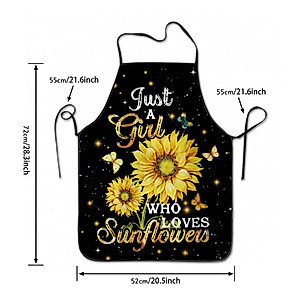 Just A Girl Who Loves Sunflower Aprons Cute Floral Apron for Women Waterproof