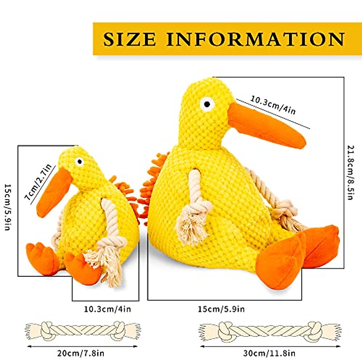 Suertree Squeaky Dog Toys for Aggressive Chewer, Interactive Dog Toys for Medium, Large Dogs, Duck, Chicken, Bird Dog Plush Toys, Dog Birthday Toy with Crinkle Paper, Dog Rope Toys, Dog (Large)