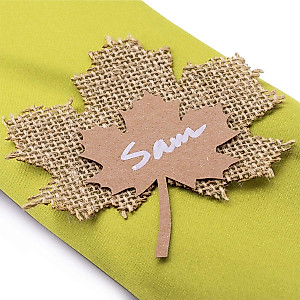 Summer-Ray 48pcs DIY Kraft Burlap Maple Leaf Wedding Place Cards for Rustic Garden Fall Theme Wedding Party