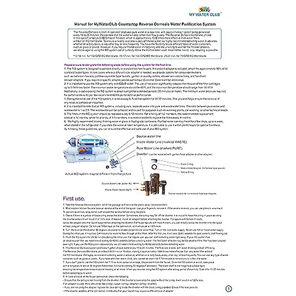Alkaline (Raise pH Level) 5-Stage Countertop Reverse Osmosis Water Purification System, 75 GPD Membrane