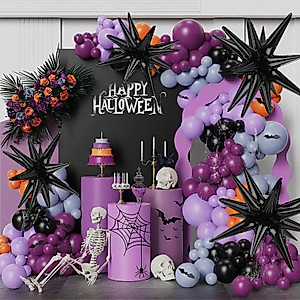 Wrbin 8 Pcs Black Star Balloons, 27/22 inch Explosion Foil Balloons for Birthday, Baby Shower, Wedding, Halloween, Anniversary, Graduation Party Decorations(Black)