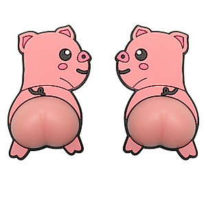 HALUOGUAI 1 Pair 3D Cartoon Animal Butt Shaped Flexible Silicone Fridge Door Stops,Self Adhesive Decorative Wall Protector,Pink Peach Shaped Waterproof Toilet Lid Bumper Pad (Pig)