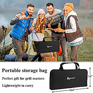 ROMANTICIST 27pcs Heavy Duty BBQ Tools Gift Set for Men Dad, Extra Thick Stainless Steel Grill Utensils with Meat Claws, Grilling Accessories Kit in Portable Carrying Bag for Camping, Backyard Brown