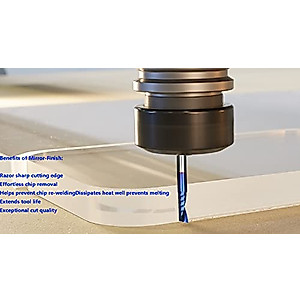 1/4" Diameter O Single Flute Upcut Spiral End Mill CNC Router Bit with NACO Coating - 1/4" Shank Plastic Cutting 1/4 D x 1 CH x 1/4 SHK x 2-1/2 Inch Long with Mirror Finish UT144