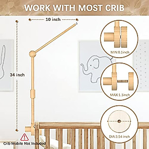 FEISIKE Baby Crib Mobile Arm, Mobile Arm for Crib Baby Mobile Hanger for Crib Nursery Decor Girls Boys Baby Crib Mobile Holder Arm Hanging Wooden Decoration Attachment Newborn 34 inch
