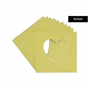 CountryArtHouse Pistachio Green Acid Free 6x6 Heart Picture Frame Mat with White Core Bevel Cut for 3x3 Pictures - Fits 6x6 Frame - Pack of 10 Matboards