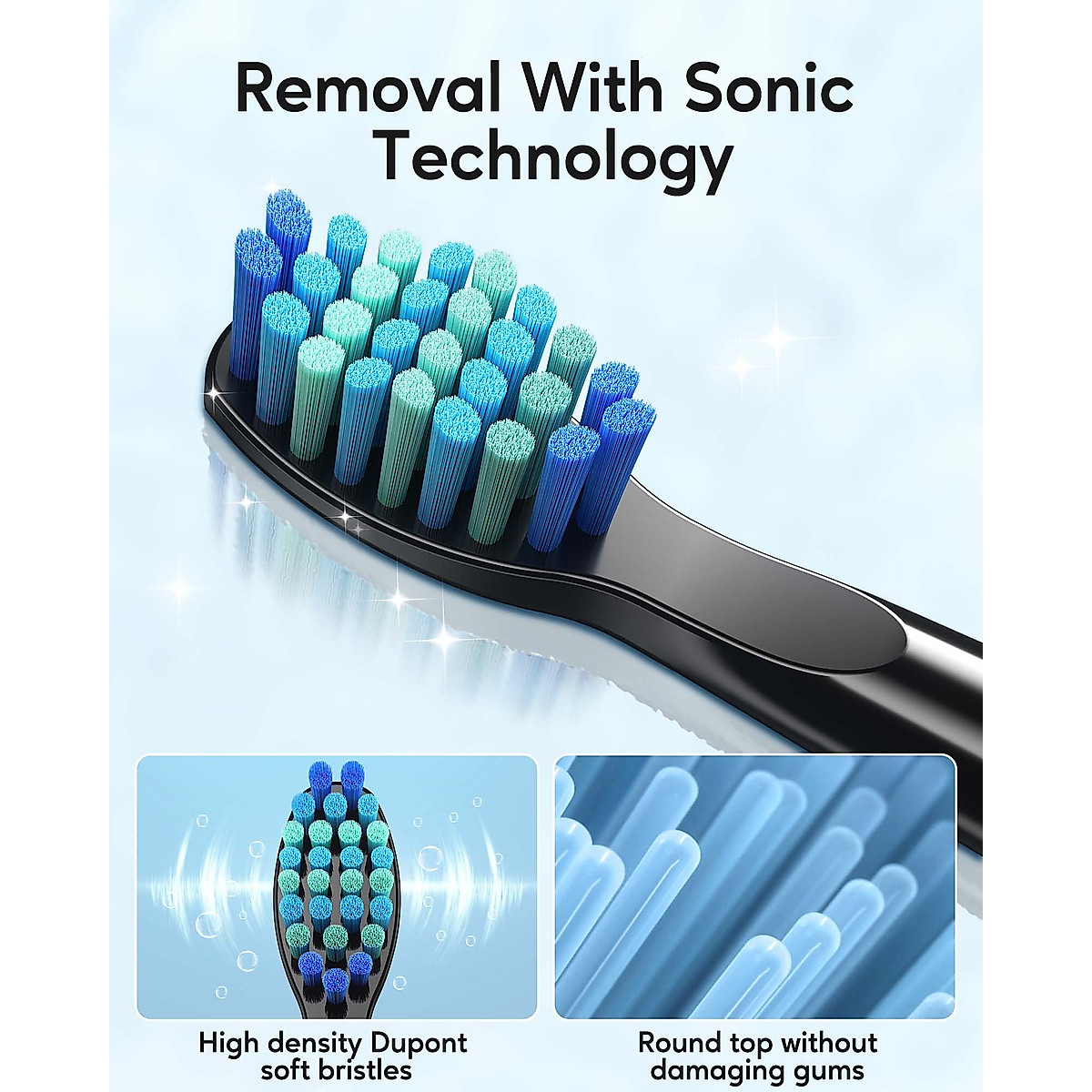 7 Pack Dnsly Electric Toothbrush Heads Compatible with FW-507/508/551/515/917/959/2011/D1/D3/D7/D8 Dnsly Toothbrush Heads, Black