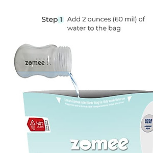 Zomee Microwave Steam Sterilizer Bags | Eliminates 99.9% of Germs and Bacteria | Disinfects Most Zomee Breast Pump Accessories | 5 Bags | Reusable for Up to 100 Sterilization Cycles