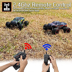 RACENT RC Car, 1:16 Scale All Terrain Monster Truck, 30MPH 4WD Off Road Fast Remote Control Car, 2.4Ghz High Speed Electric Vehicle with 2 Rechargeable Batteries, 40+ Min Play, Gift for Boys (785-5)