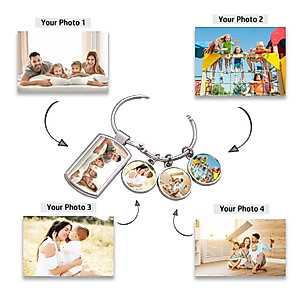 Colorful Photos Personalized Custom Keychain, Llaveros Personalizados Picture Key Chains Memorial Gifts for Family Lover