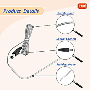 2-Pack Meat Probe Thermometer Replacement for RecTeq RT-B380 Bullseye/RT-590/RT-700 Wood Pellet Grill, Rec Tec BBQ Accessories