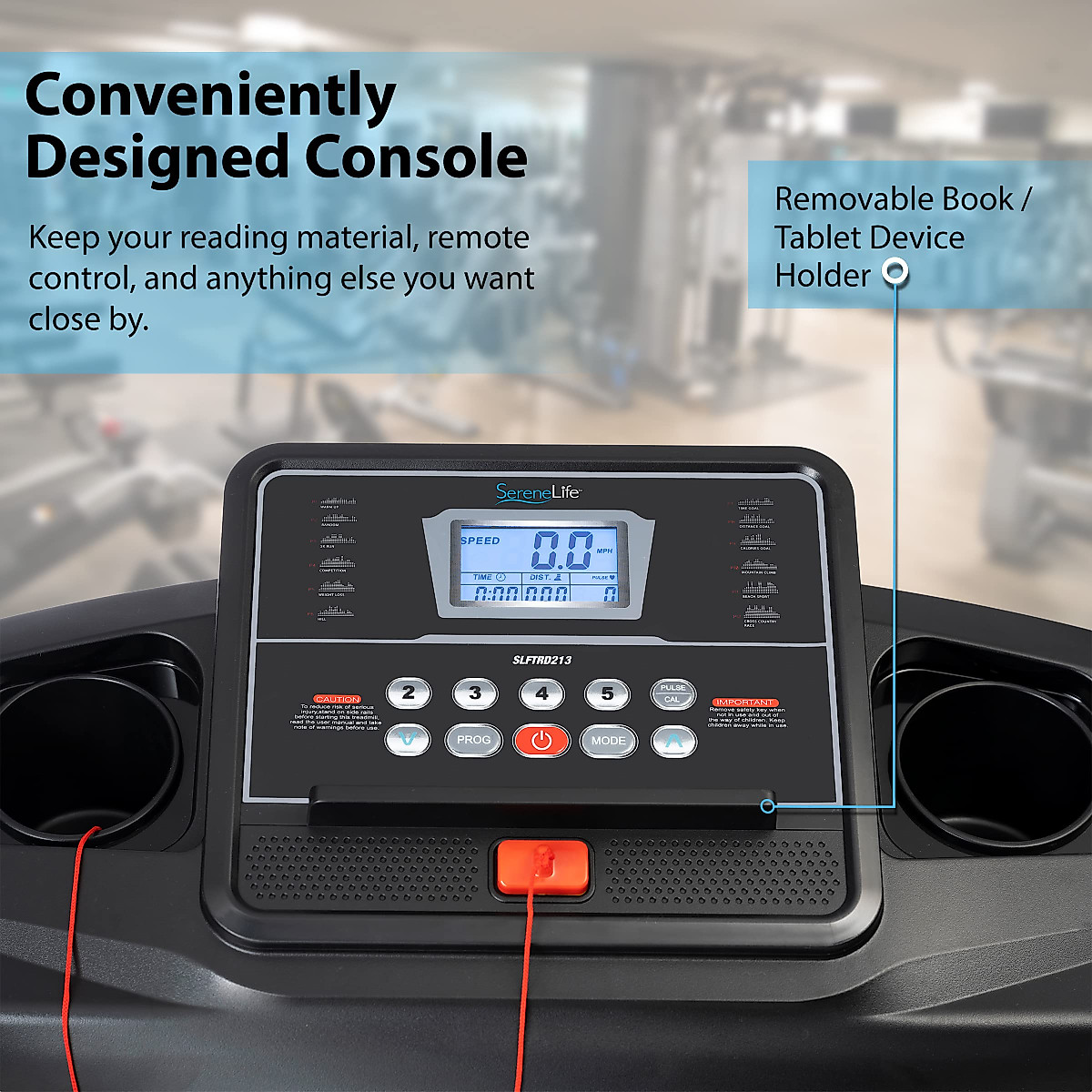 SereneLife Folding Treadmill - Foldable Home Fitness Equipment with LCD for Walking & Running - Cardio Exercise Machine - Preset and Adjustable Programs, Bluetooth, 4 Incline Levels, 12 Training Modes