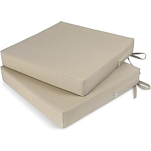 Tromlycs Outdoor Chair Cushions for Patio Furniture Set of 2 Seat Waterproof Outside 22 x 22 Inch Square with Ties Beige