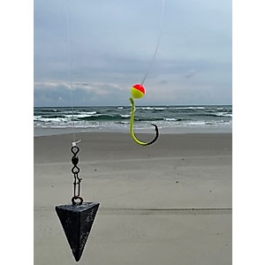 Pompano Rigs Pro-Tec Coated Circle Hooks Surf Fishing Rigs Hand-Tied (5-Pack, Sand Flea)