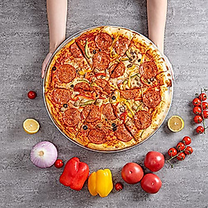 Restaurantware Met Lux 18 Inch Commercial Pizza Pan 1 Coupe Style Pizza Cooking Tray - Heavy-Duty 18-Gauge Aluminum Round Baking Tray Oven-Baking For Pizzas & More