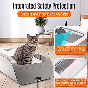 PETH Self Cleaning Cat Litter Box APP Version - No Scooping Automatic Cat Litter Box with a Removable Roof (Grey)