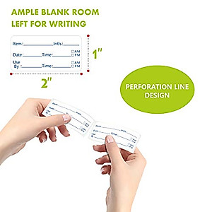 500 Removable Freezer Pantry Canning Labels Set Water Oil Resistant with Perforation Line for Food Containers Jars Kitchen Restaurant Storage Organization (Detailed Area Version, 2” X 1”) …