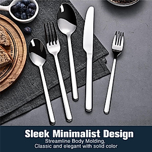 KINGSTONE Forged 20-Piece Silverware Set, 18/10 Stainless Steel Flatware Utensils Set for 4, Mirror Finish,Dishwasher Safe (Silver)