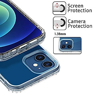 LONTECT Compatible with iPhone 12 Case and iPhone 12 Pro Case 6.1 inch 2020 Crystal Clear Transparent Shockproof Heavy Duty Hybrid Sturdy Protective Cover Case, Clear