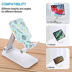 Seashell Pattern Cell Phone Stand for Desk Foldable Phone Holder Height Angle Adjustable Sturdy Stand White-Style