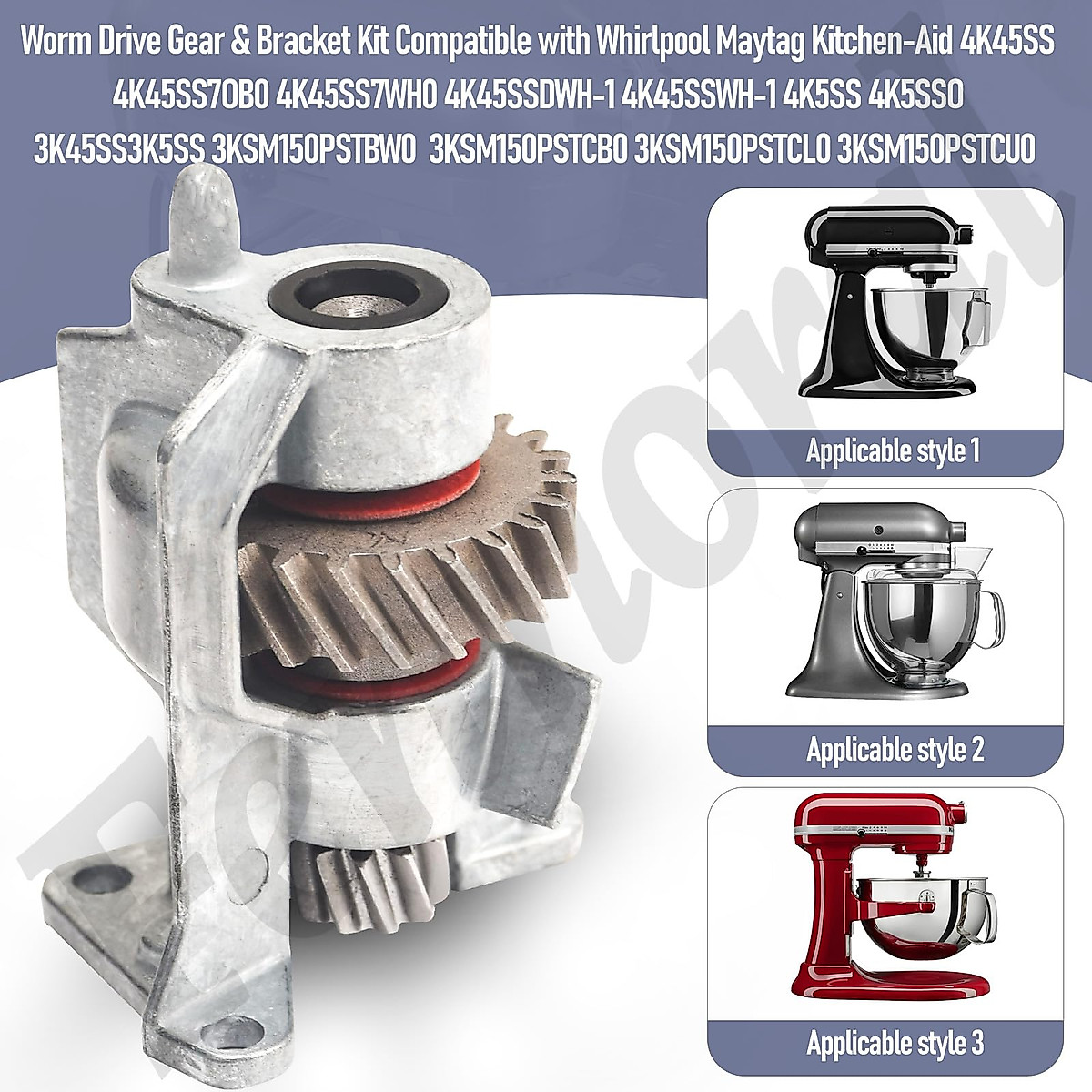 WP240309-2 240309-2 Worm Drive Gear & Bracket Kit Compatible with KitchenAid EA734273 PS734273 AH734273 4162100 4162101 4169907 4169941 4170007 4176130 949544