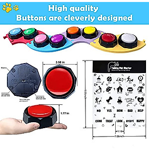 RIBOSY Soundboard, 8 Recordable Buttons with 4 Mats, 50 Stickers, Dog Buttons for Communication - Record& Playback Your Own Voice to Train Your Dog Voice What They Want
