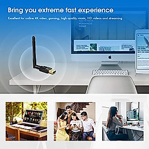 USB Wifi Adapter for PC, EDUP AC600M USB Wi-fi Dongle 802.11ac Wireless Network Adapter with Dual Band 2.4GHz/5Ghz High Gain Antenna for Desktop Laptop support Windows XP/Vista/7/8.1/10 Mac 10.7-10.15