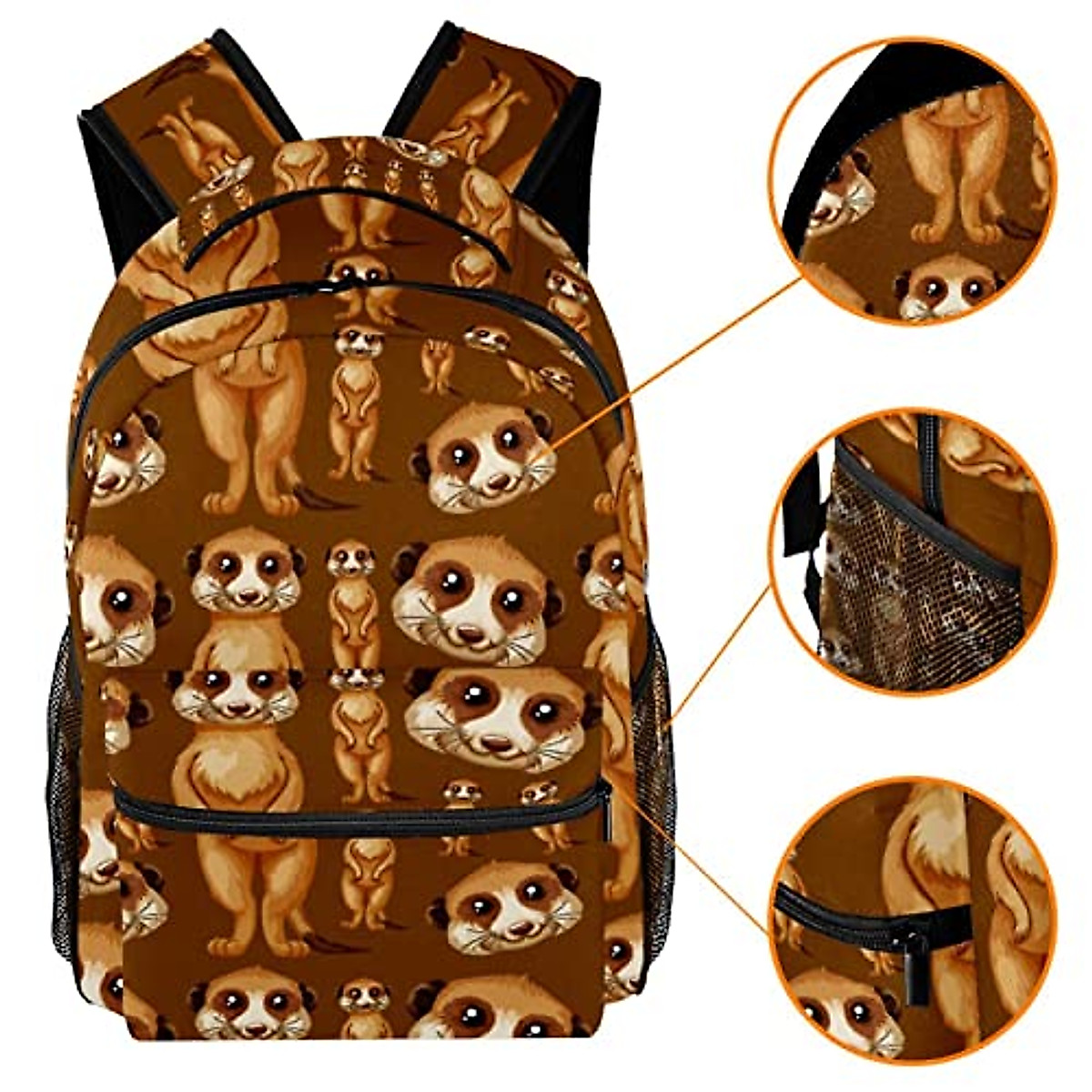 Cute Cartoon Meerkats Backpack for Girls Boys for School Backpacks