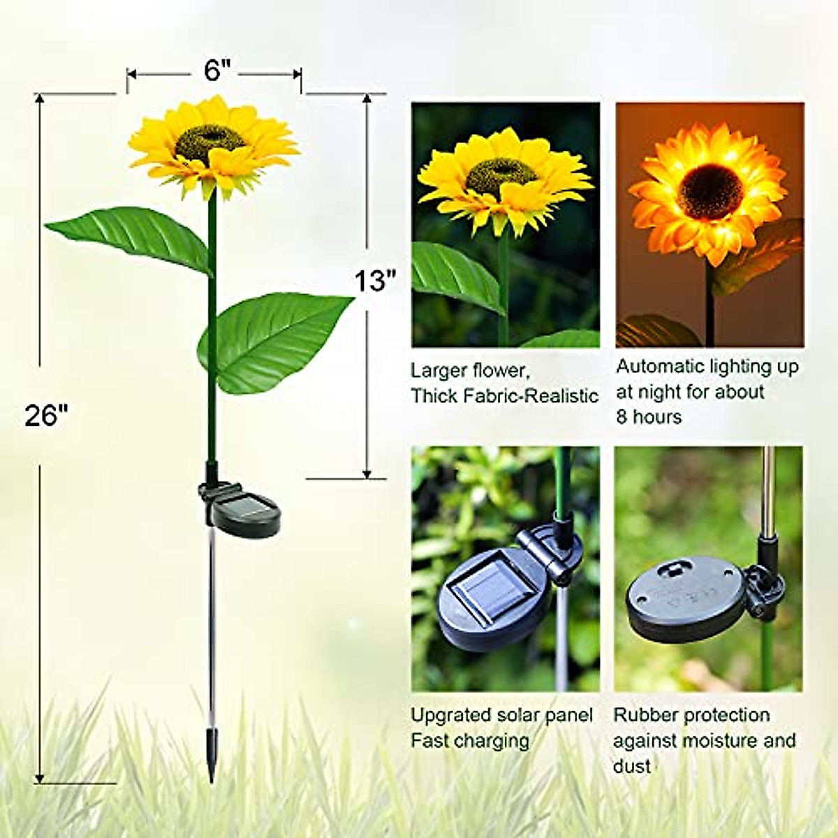 KNIGHTSPED Solar Sunflower Lights Outdoor Garden [2 Pack] Fall Landscape Waterproof Decor lamp for Garden Patio Porch Backyard Walkway