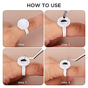 BEYELIAN Glue Rings, 100 Pcs Lash Glue Cups, Lash Extension Supplies, Lash Glue Holder for Volume Lashes Fan
