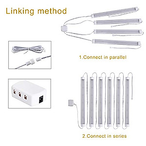 LED Under Counter Light Fixtures, 6pcs Hardwired Dimmable Cabinet Strip Lights Kit, 12 in 24V Plug in Linkable Cabinet Lights for Kitchen, Closet, Showcase, Bar, Shelf Lighting(Day White,6000K)