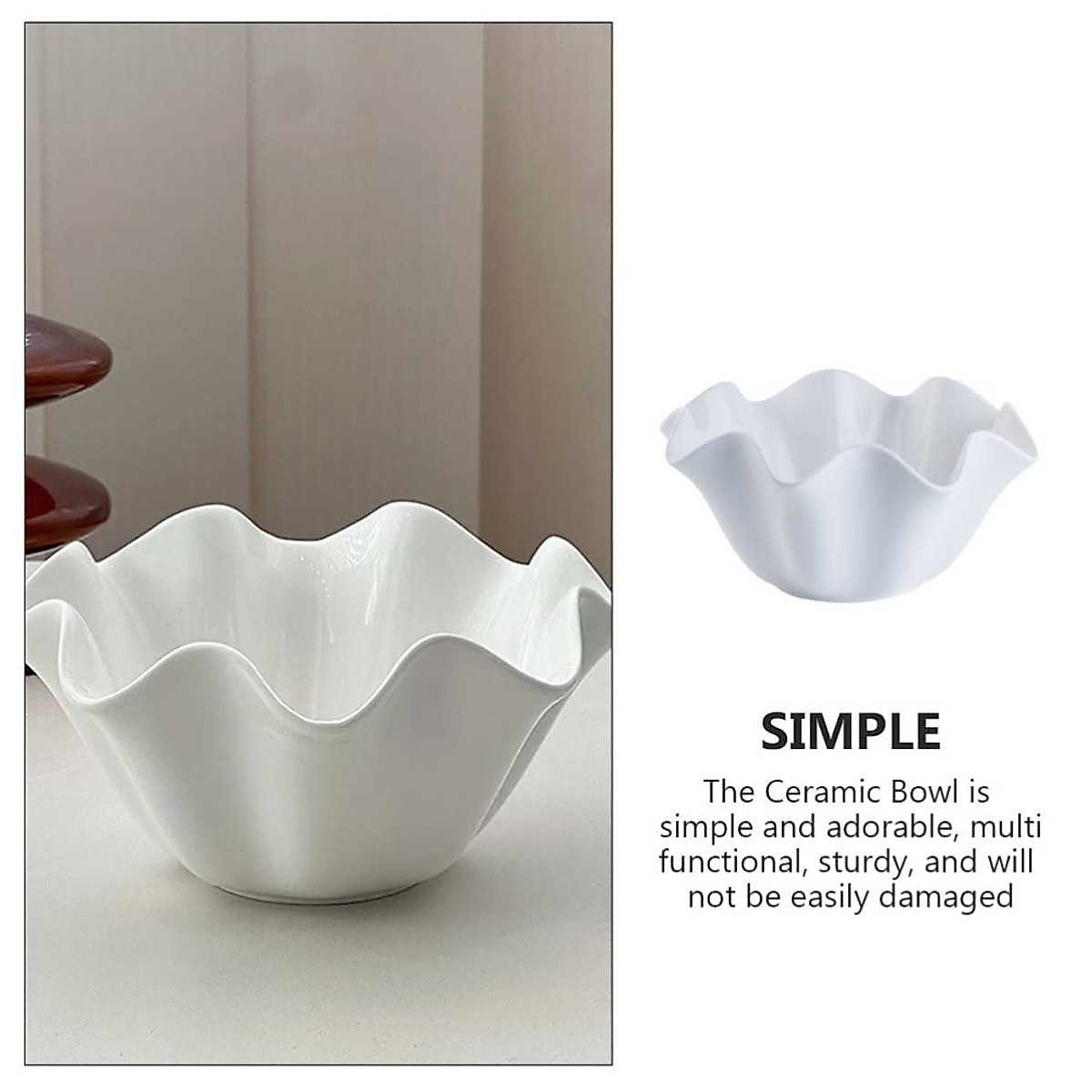 CALLARON Bowl Serving Dishes Ceramic Sauce Dishes Flower Shape Porcelain Side Dish Dip Bowl Japanese Seasoning Serving for Soy Sauce Ketchup Appetizer BBQ Snack Soup Rice 8.3inch Plastic