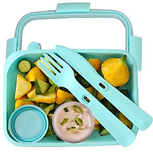 Curver To Go Lunchbox + Cutlery & Accessories BPA free (Blue, Rectangle-1,2L)