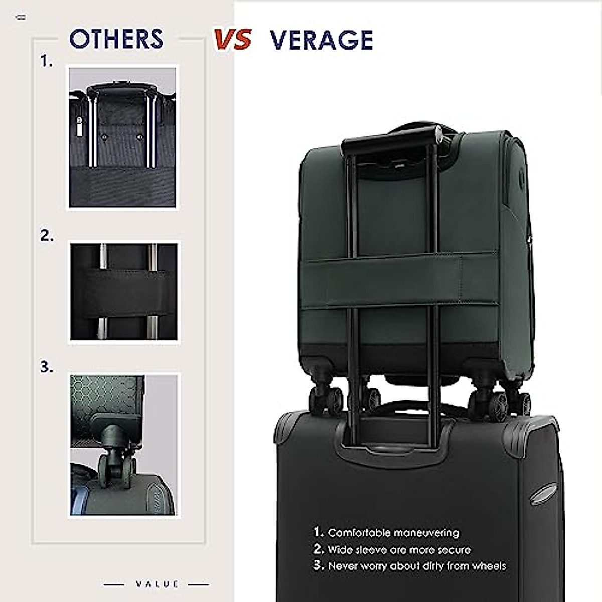 Verage Carry On Underseat Luggage with Wheels & USB Port, 14 Inch Wheeled Spinner Bag Carry-on Luggages for Airlines, Lightweight Suitcase Men Women, Pilots and Crew (14-Inch Compact)
