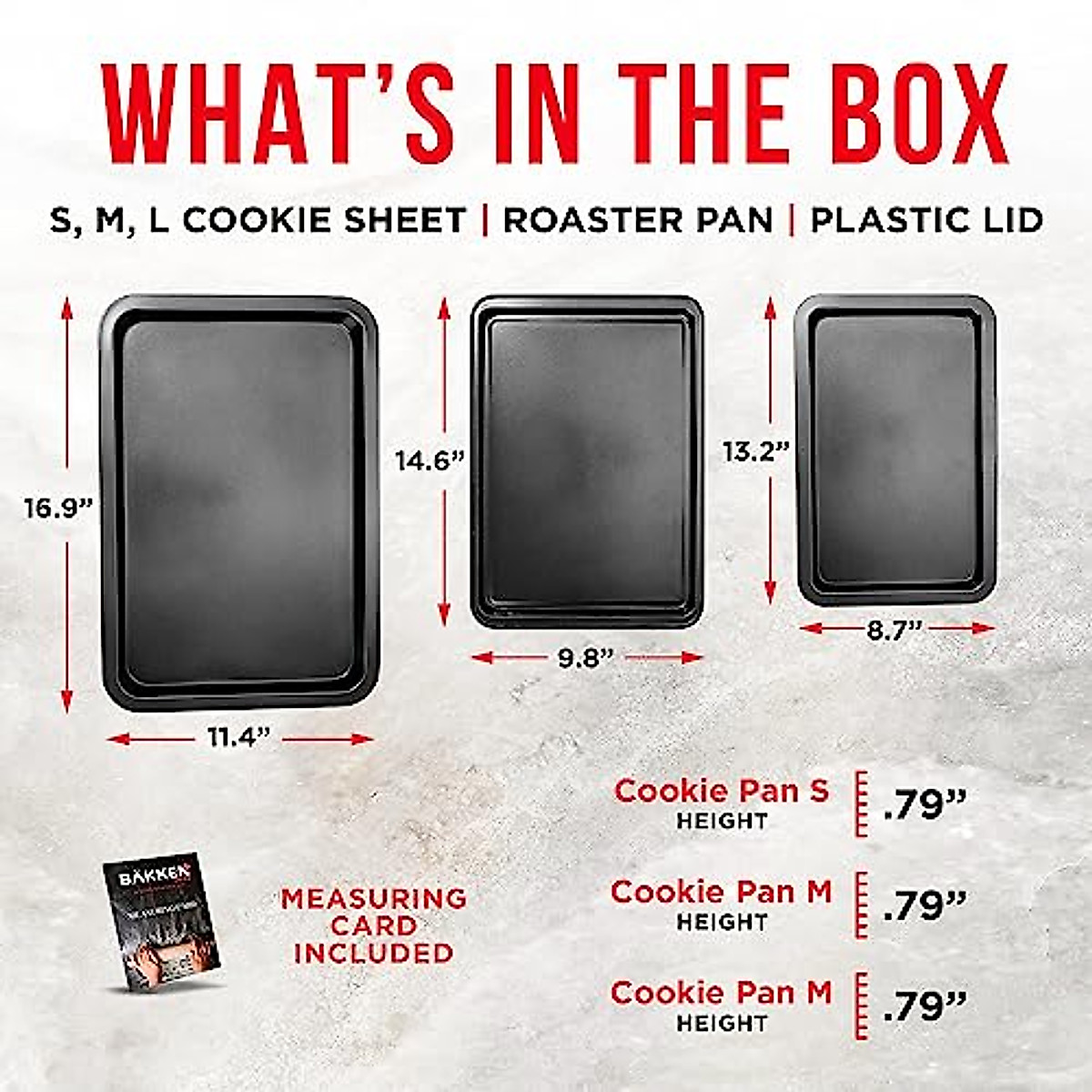 3 Piece Set Nonstick Carbon Steel Oven Bakeware -Professional Quality Kitchen Cooking Baking Trays -PFOA, PFOS, PTFE-Free Small, Medium & Large Baking Sheet Pans