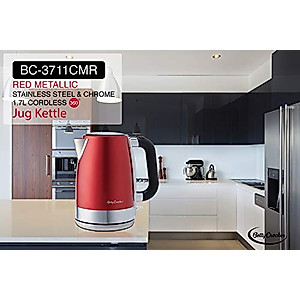 Betty Crocker BC-3711CMR 1.7L 1.7-Liter Cordless Jug Kettle, One Size, Red
