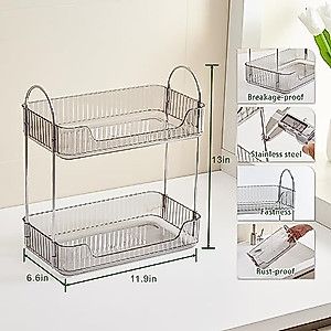 Bathroom Counter Organizer, 2 Tier Vanity Tray, Multi Purpose Bathroom Counter Shelf - Grey