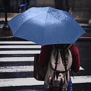 Pumi-geous Automatic Travel Umbrella Windproof Lightweight Strong Compact 8Ribs Collapsible Backpack Umbrella Suit For Adult (Light Purple)