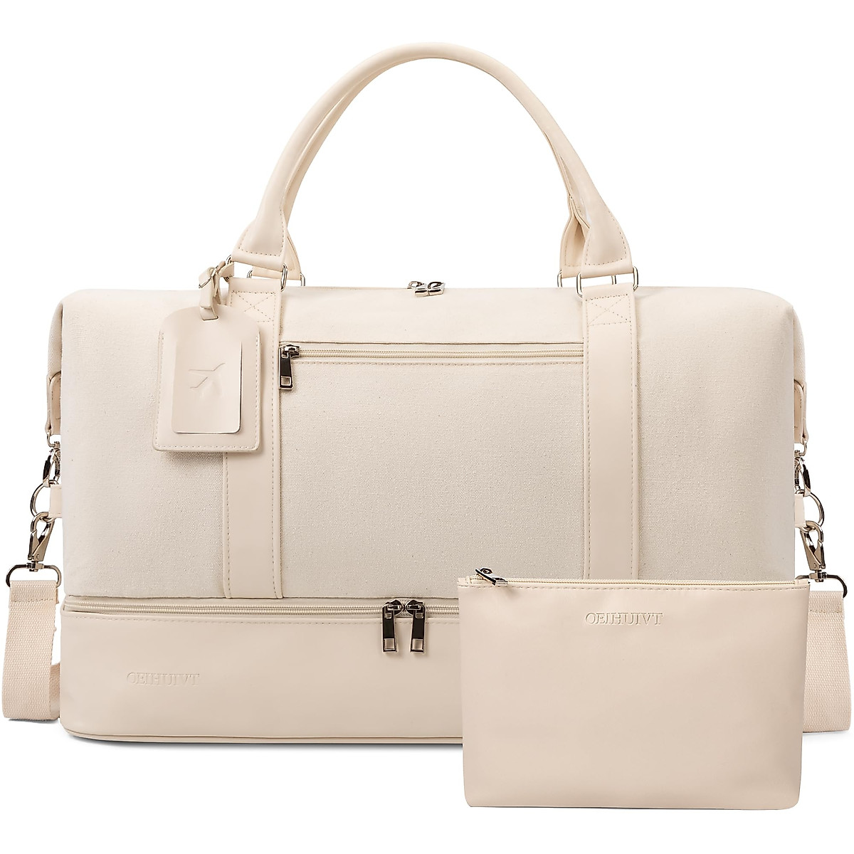 Weekend bag for Women Overnight Bag Large Travel Bag Carry on Weekend Duffle Bag with Shoe Compartment Fit Perfect for Travel/Business/Gift（Brown+New）