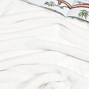 TILLYOU Reversible Plush Sherpa Fleece Baby Blanket for Boys, Girls, Kids, Toddler, Infant, Newborn, 40”x50” - Fuzzy Fluffy Warm Throw Blanket for Toddler Bed, Crib, Stroller, Bassinet, Pet, White