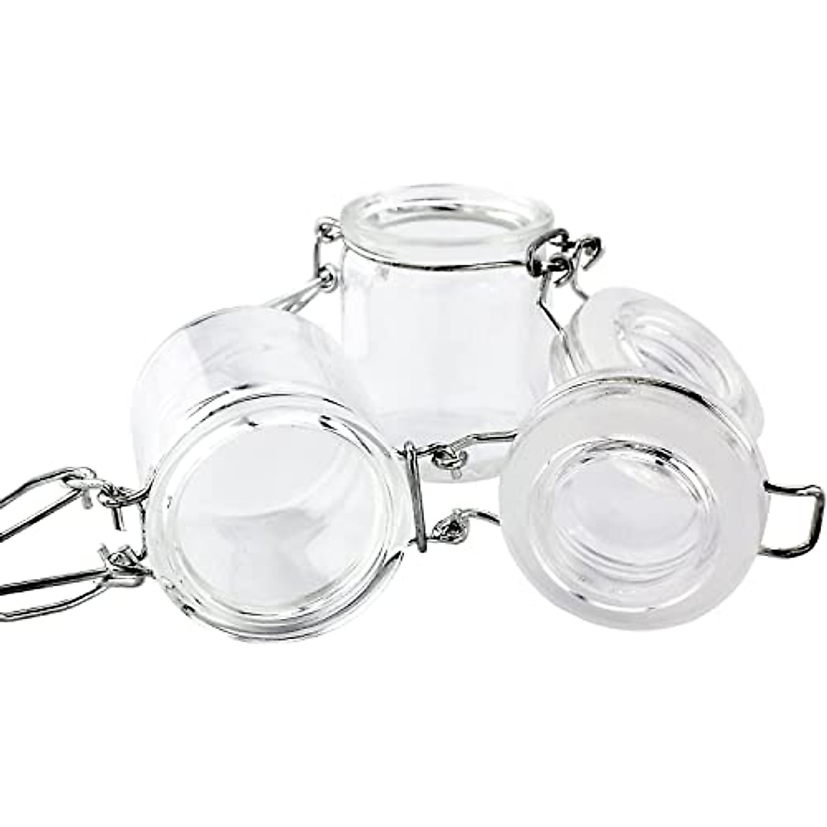 Cornucopia 1.6-Ounce Herb Storage Mini Herb Jars w/Clamp Style Rubber Gasket Seal (12-Pack); 50ml Airtight Odor-Proof Vials w/Hermes Clamp Top Hinge