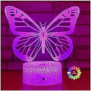 Butterfly Night Light, Birthday Gift for Girls 3D Illusion Lamp Kids Bedside Lamp with 16 Colors Changing Remote Control Butterfly Toys Girls Gifts (Butterfly)