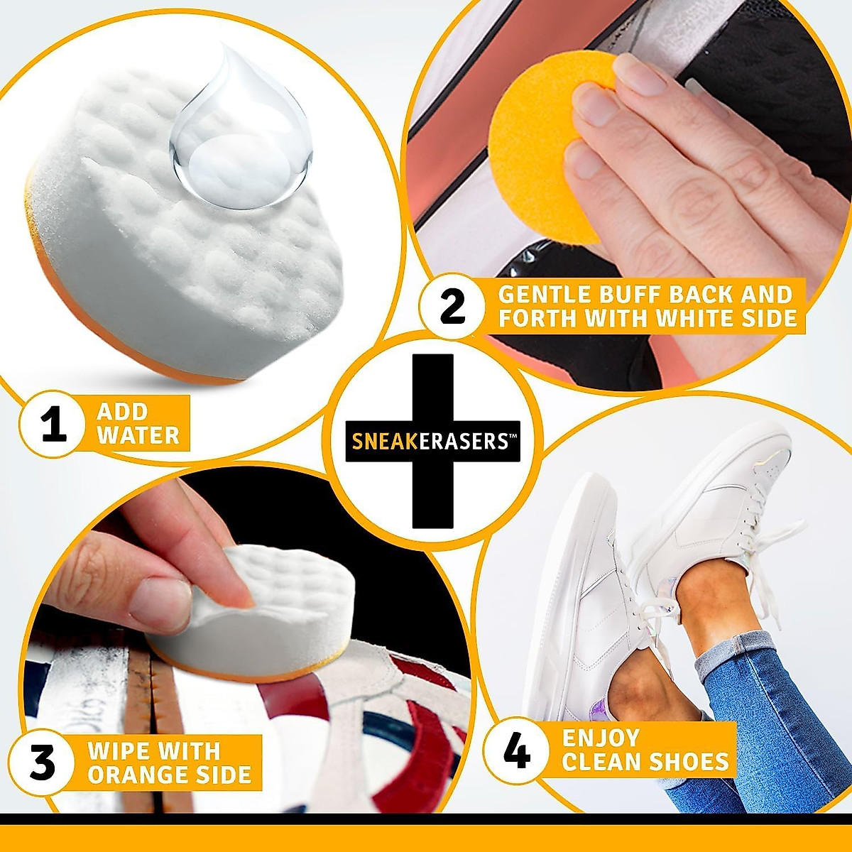 SneakERASERS Sole and Sneaker Cleaner, Premium, Disposable, Dual-Sided Sponge for Cleaning & Whitening Shoe Soles (1 Pack)