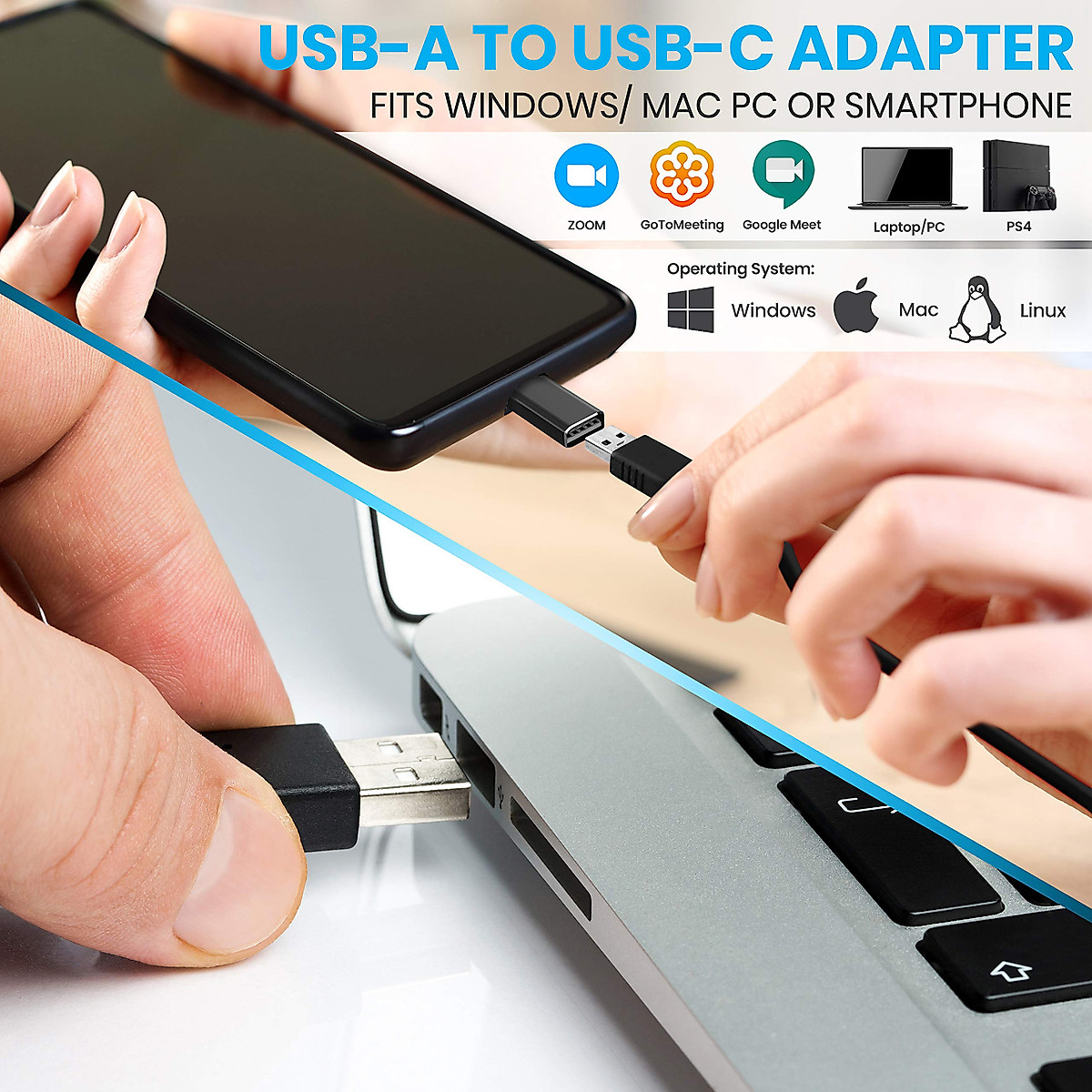 Pyle USB Lavalier Lapel Microphone- w/USB C Adapter, Cable Wrap - Plug and Play Omnidirectional Copper Compact Clip On Lapel Mic for Laptop PC Mac Smartphone Podcast Online Class