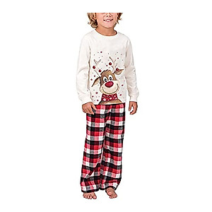 LWXQWDS Family Christmas Pajamas Matching Sets Xmas Matching Pjs for Adults Kids Holiday Home Xmas Family Sleepwear Set (A 01, Kid, 10 Years)