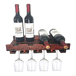 HIVVI Wall Mounted Wine Rack, Designed Specifically for Wine Bottles Glass, Floating 16.5 Inch Wooden Shelf,Home and Kitchen Decor